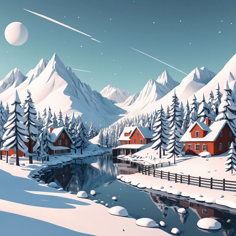 A Collection of Hand-drawn, Flat-style Illustrations Featuring Winter ...
