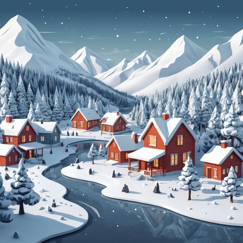 A Collection of Hand-drawn, Flat-style Illustrations Featuring Winter ...