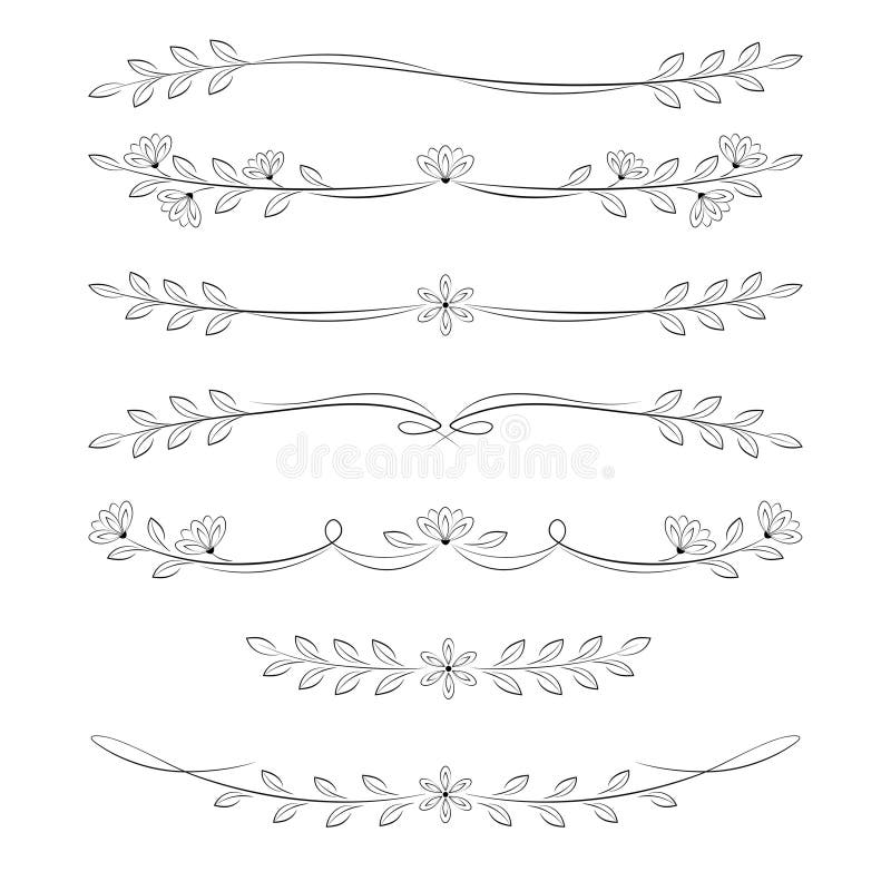 Collection of Hand Drawn Floral Dividers and Borders Vector Decorative ...