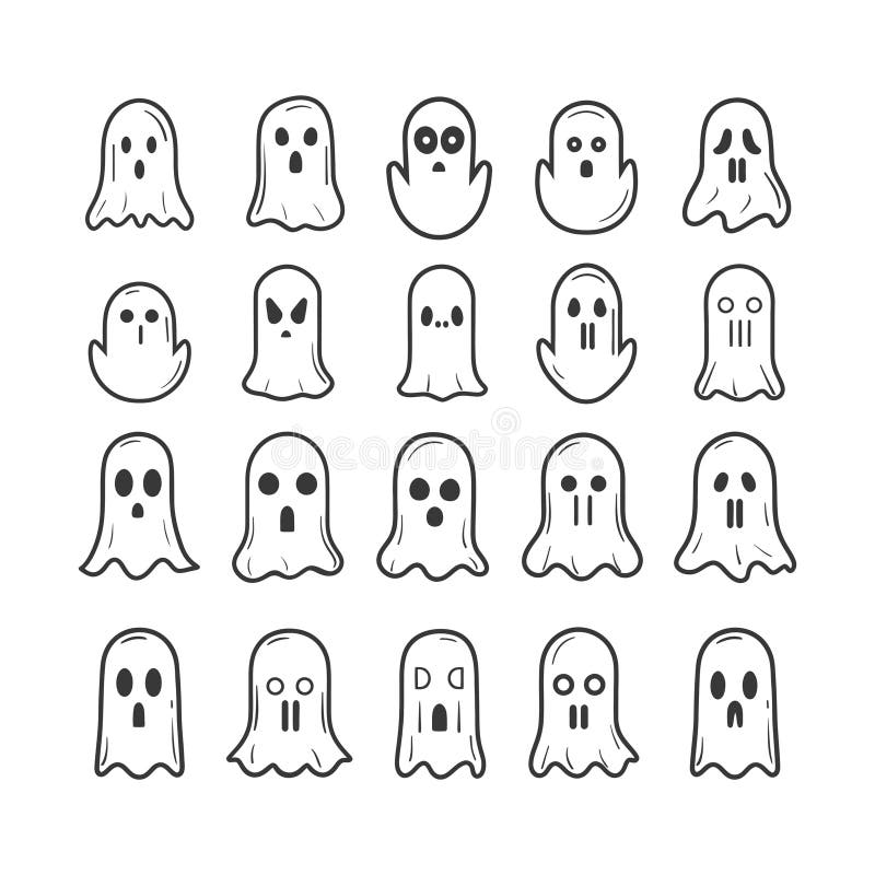Spooky Ghost Collection stock illustration. Illustration of nose ...