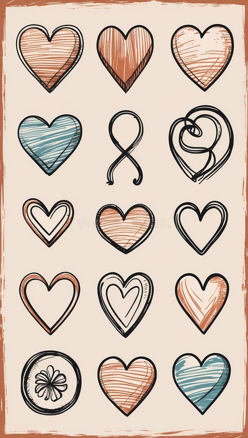 A Collection of Hand-drawn Hearts and Graphic Elements, Perfect for ...