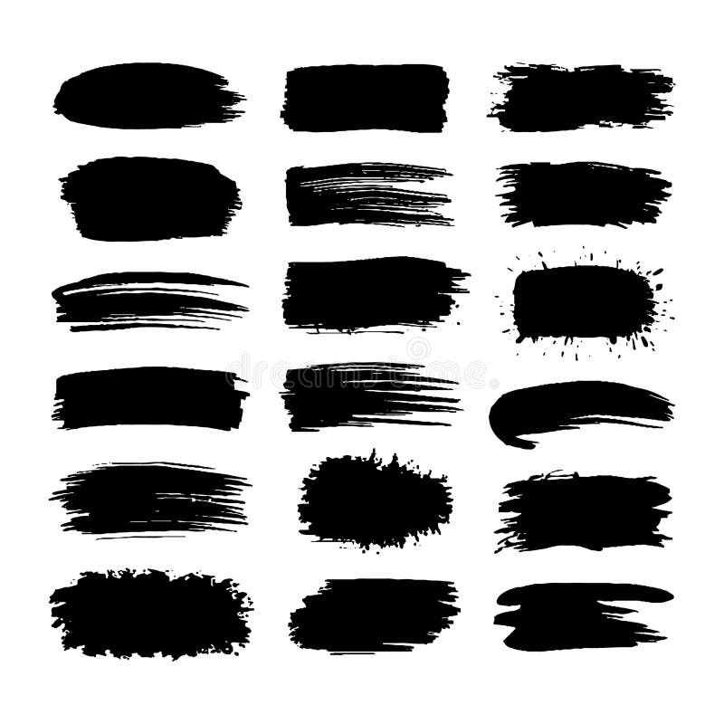 Collection of Hand-drawn Ink Brush Textures with Various Lines, Waves ...