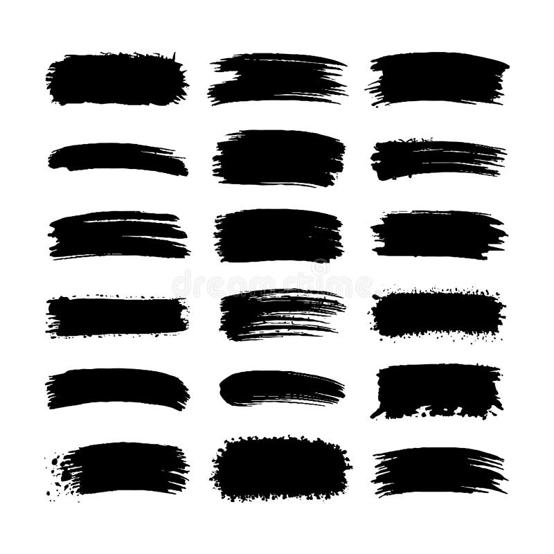 Collection of Hand-drawn Ink Brush Textures with Various Lines, Waves ...