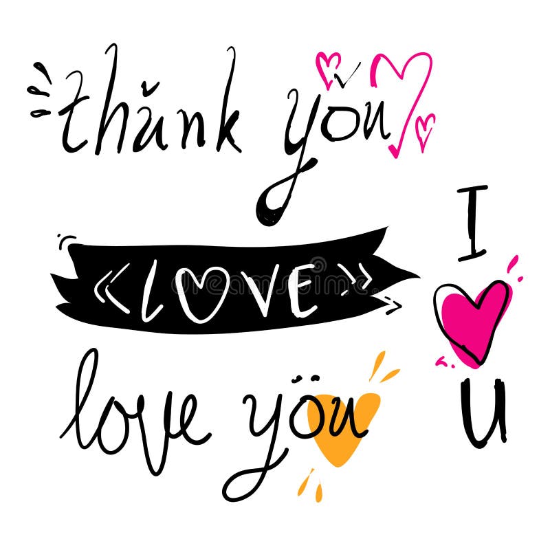 Collection of Hand Drawn Label Text Typography in Doodle Style Stock ...