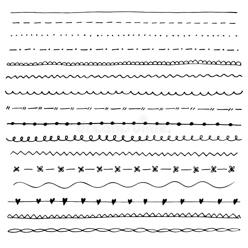 Collection of Hand Drawn Line Borders Stock Illustration - Illustration ...
