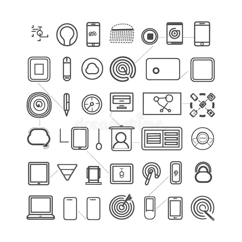 Collection of Linear Style Icons for Mobile, Web and App Design Stock ...