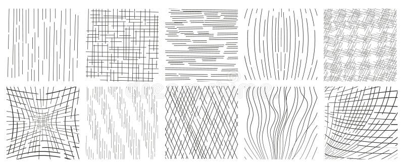 Collection of Hand Drawn Line Textures. Includes Vector Scribbles, Grid ...