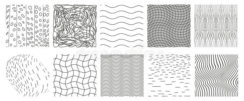 Collection of Hand Drawn Line Textures. Includes Vector Scribbles, Grid ...