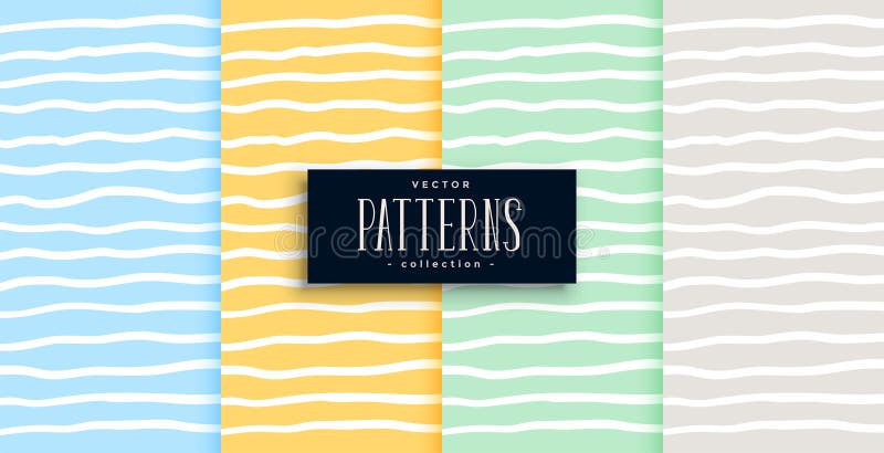 Collection of Hand Drawn Lines Patterns in Four Colors Stock Vector ...