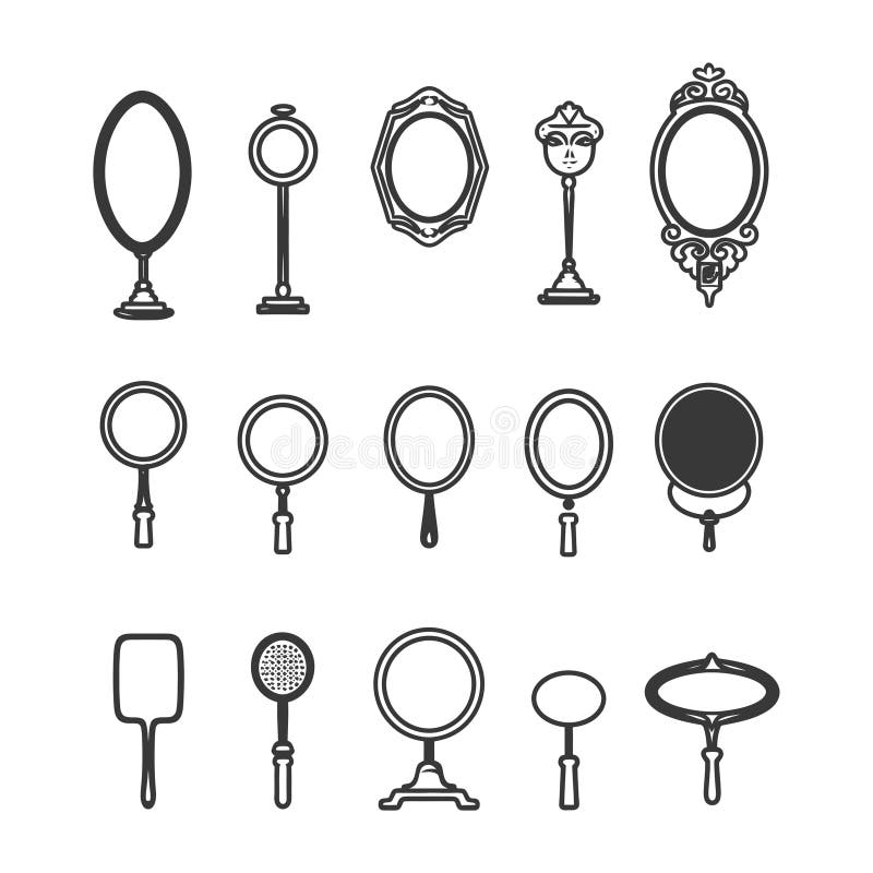 Collection of Handheld and Standing Mirrors, Various Shapes and Styles ...