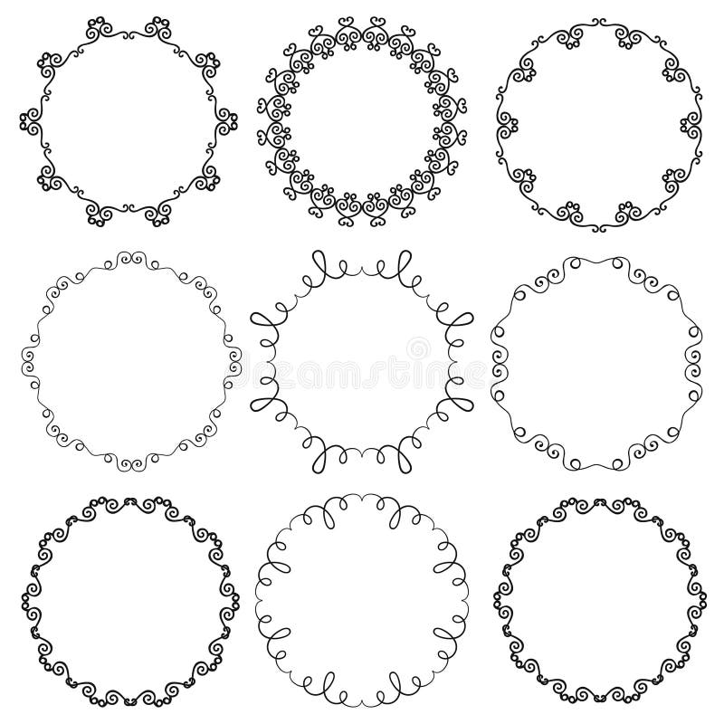 Set of 9 Circle Design Frames Stock Vector - Illustration of labels ...