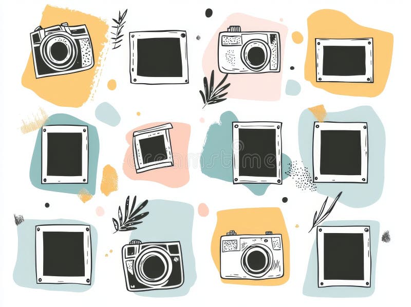 A Collection of Hand-drawn Paper Stickers, Photo Frames, and Picture ...