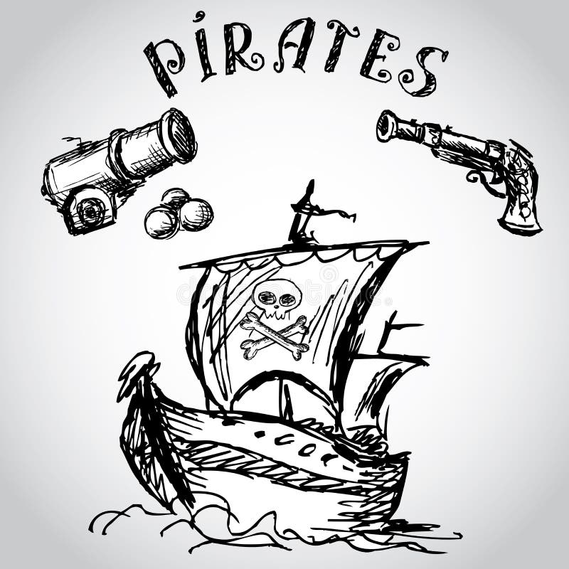 Pirates design elements stock vector. Illustration of ocean - 97092229