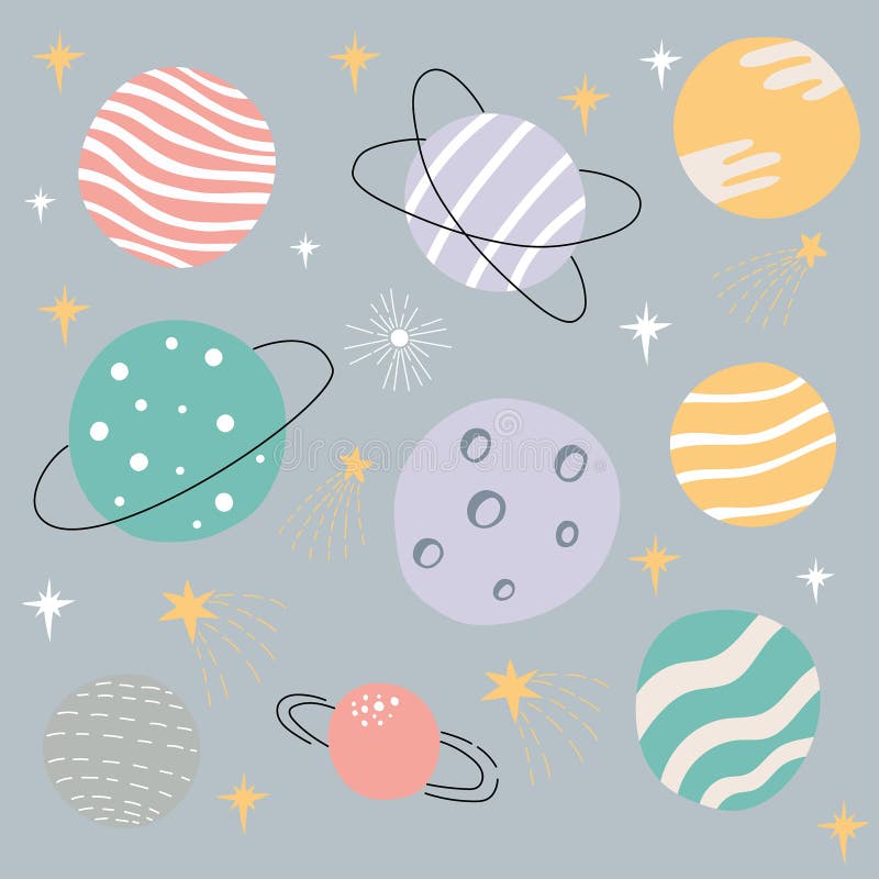 Collection of Hand Drawn Planets Stock Illustration - Illustration of ...