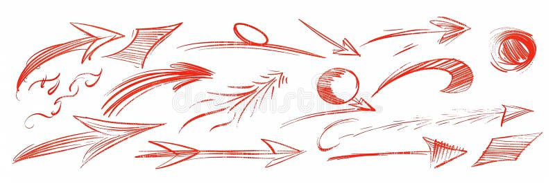 A Collection of Hand Drawn Red Arrows in Various Styles, Perfect for ...