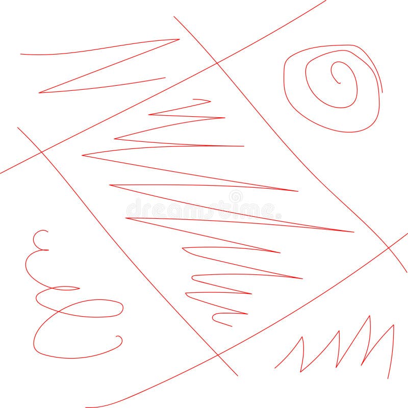 A Collection of Hand-drawn Red Lines of Doodles. Doodles Stock Vector ...