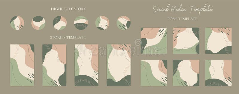 Collection Hand Drawn Set of Abstract Organic Shape Social Media Post ...