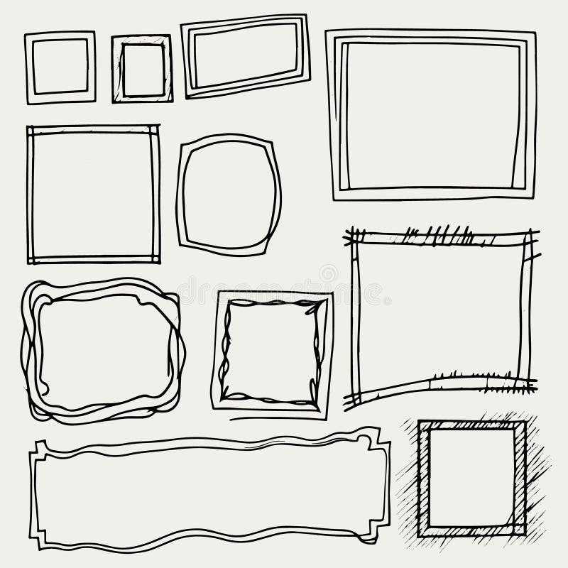 A Collection of Hand-drawn Sketched Frames Stock Vector - Illustration ...