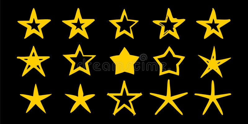 A Collection of Hand-drawn Stars Stock Vector - Illustration of ...