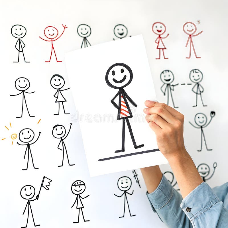 Hand Drawn Stickman Collection Isolated on White Background Stock ...