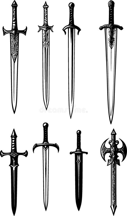 Collection of Hand Drawn Sword Stock Illustration - Illustration of ...