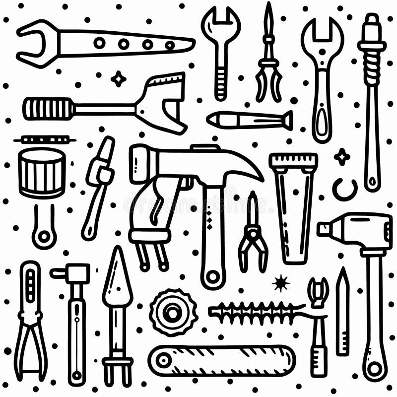 Collection of Hand Drawn Tools Stock Vector - Illustration of ...