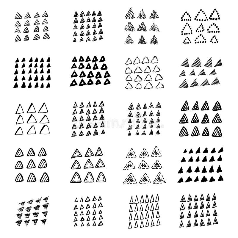 Collection of Hand Drawn Triangles Stock Vector - Illustration of ...