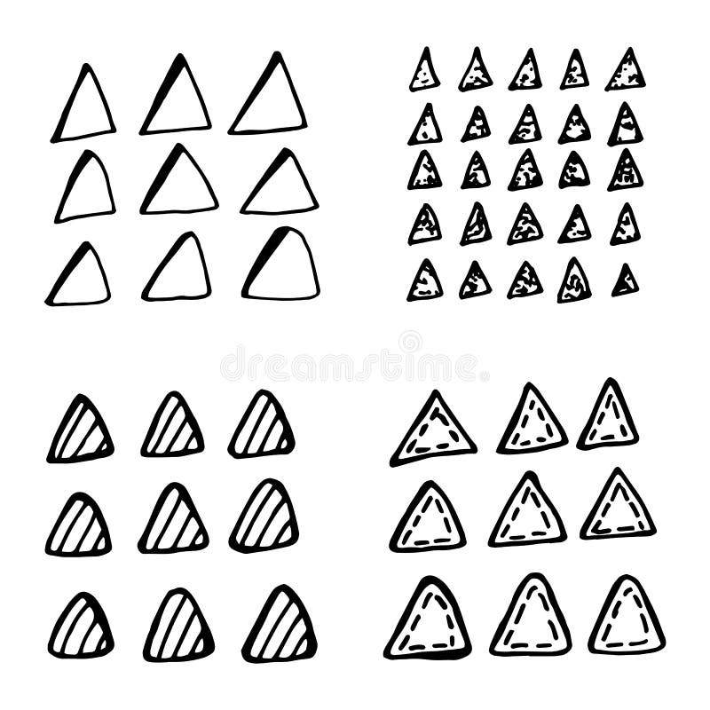 Collection of Hand Drawn Triangles Stock Vector - Illustration of ...