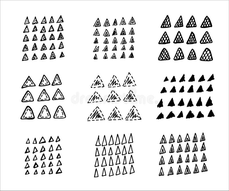 Collection Of Hand Drawn Triangles Stock Vector - Illustration of ...