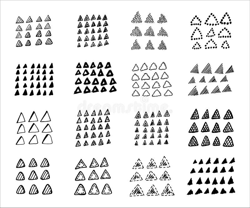 Collection of Hand Drawn Triangles Stock Vector - Illustration of ...