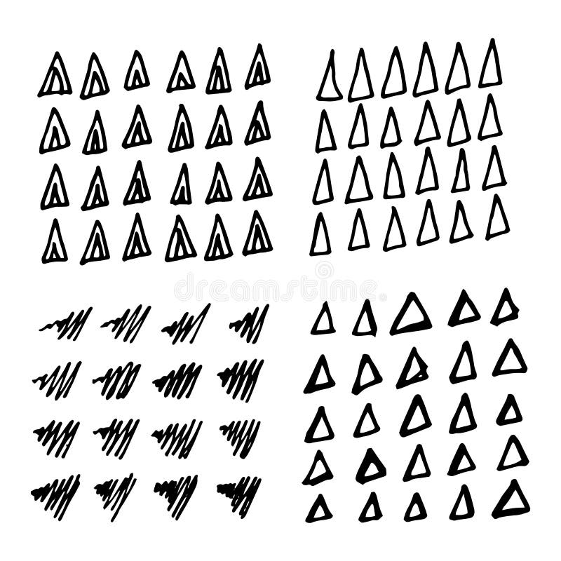 Collection Of Hand Drawn Triangles Stock Vector - Illustration of ...