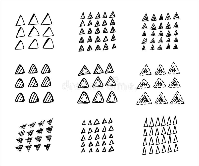 Collection of Hand Drawn Triangles Stock Vector - Illustration of ...