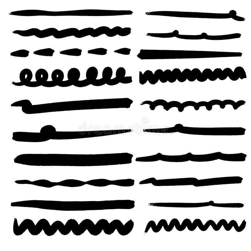 Collection of Hand Drawn Underline Styles Including Bold, Thin, Wavy ...