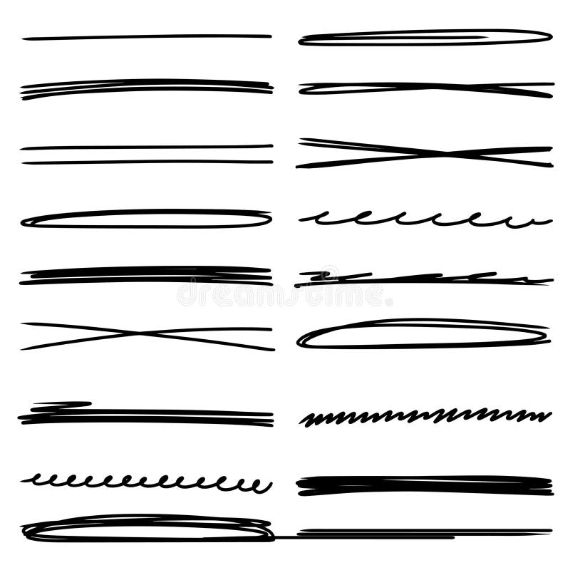 Collection of Hand Drawn Underline Styles Including Bold, Thin, Wavy ...
