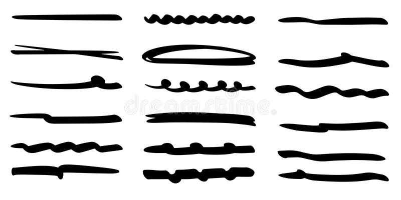 Collection of Hand Drawn Underline Styles Including Bold, Thin, Wavy ...