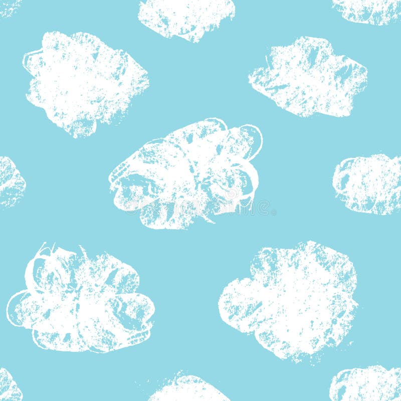 Collection of Hand Drawn Vector Grunge Clouds on the Blue Background ...