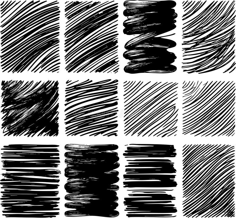 A Collection of Hand-drawn Vector Grunge Textures. Square Shapes Filled ...