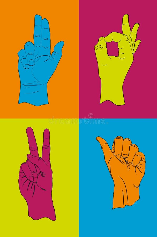 Collection of Hand Sign Silhouettes Stock Vector - Illustration of ...
