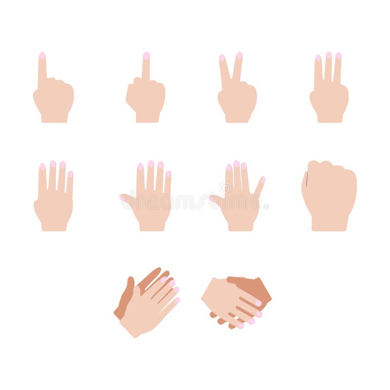 Flat color hand icon set stock vector. Illustration of hand - 105440863