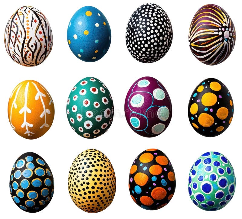 Collection of Hand Painted Easter Eggs in Vibrant Colors and Unique ...