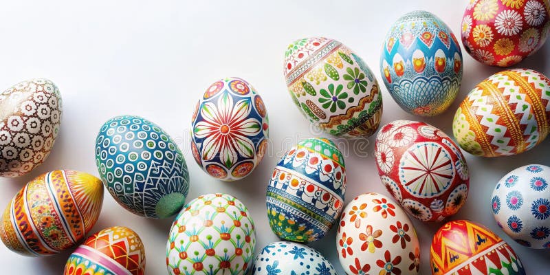 A Collection of Hand-painted Easter Eggs with Vibrant Floral and ...