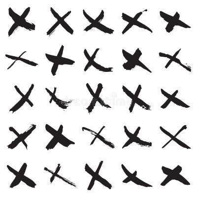 Collection of 25 Hand Painted X Marks Isolated on a White Background ...
