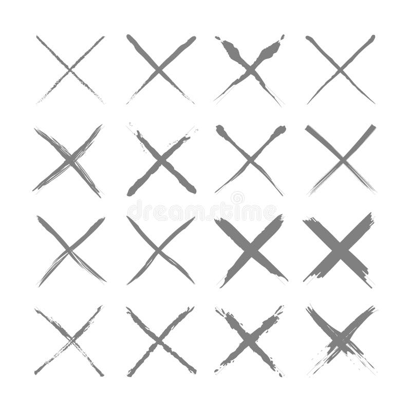Collection of 25 Hand Painted X Marks. Vector Illustration Stock Vector ...