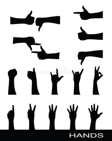 Hand Sign Gesture Silhouettes Stock Illustrations – 736 Hand Sign ...