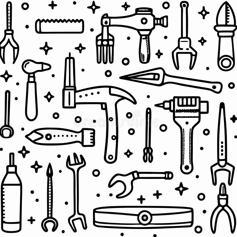 Collection of Hand Tools, Instruments, and Equipment Icons Stock Vector ...