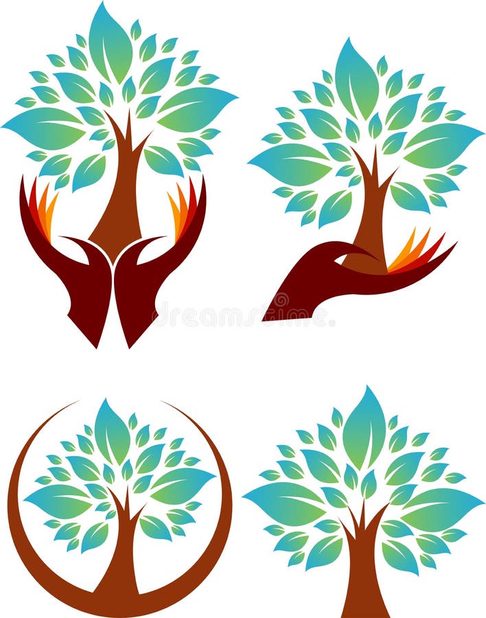 Hand tree logo stock vector. Illustration of collection - 34411536