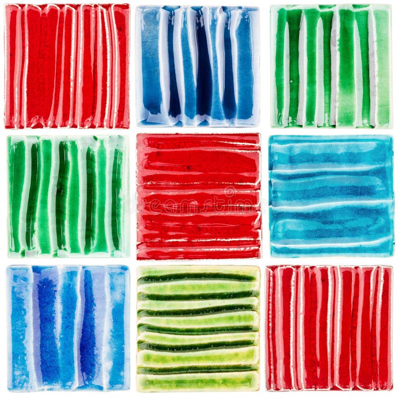 Collection Of Handmade Glazed Ceramic Tiles Stock Photo - Image of ...