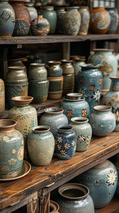 Collection of Handmade Pottery Stock Photo - Image of artistic, wheel ...
