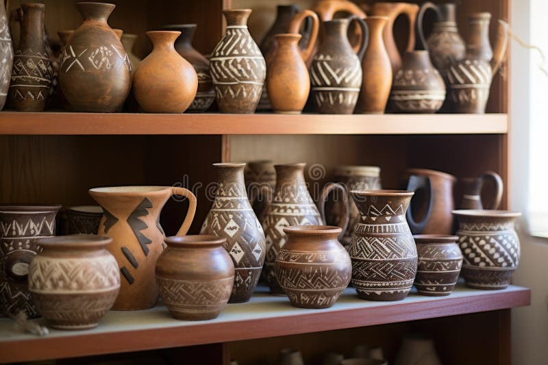 Collection of Handmade Pottery from Various Cultures Stock Photo ...