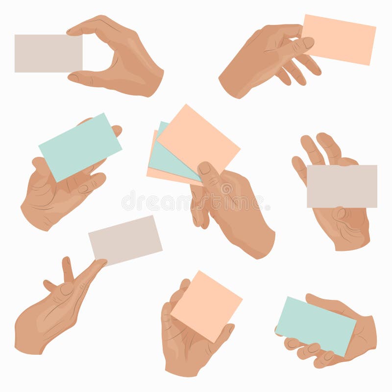 Collection with Hands Holding Various Paper Notes. Stock Vector ...